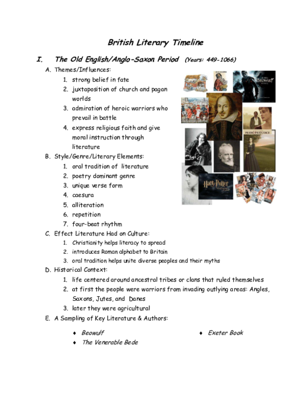 (PDF) British Literary Timeline