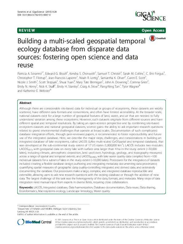 Pdf Building A Multi Scaled Geospatial Temporal Ecology Database From