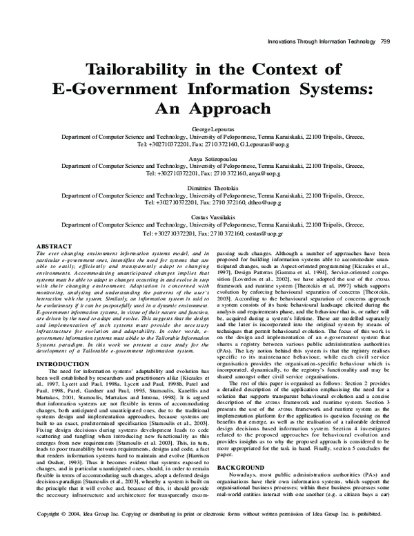 (PDF) Tailorability in the context of E-government Information Systems ...