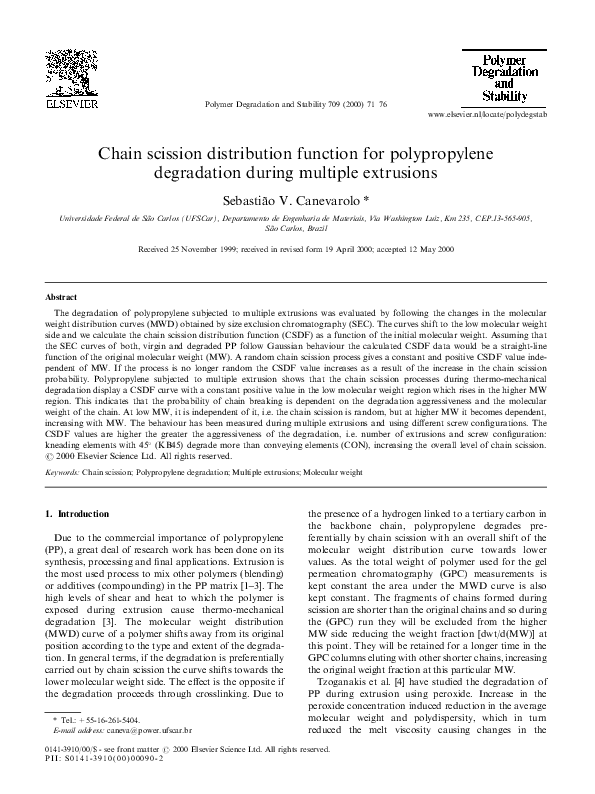 (PDF) Chain scission distribution function for polypropylene ...
