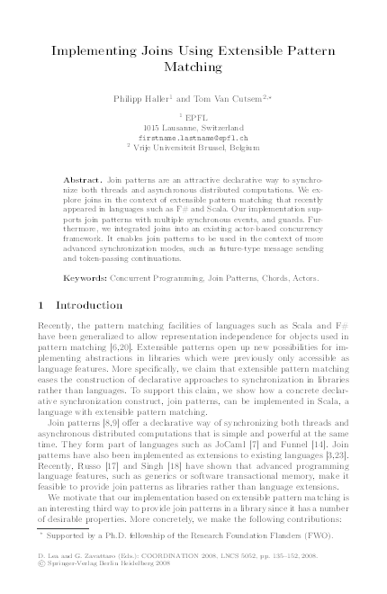 (PDF) Implementing Joins Using Extensible Pattern Matching