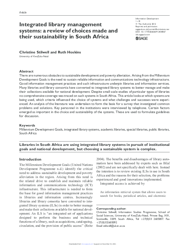 (PDF) Integrated library management systems
