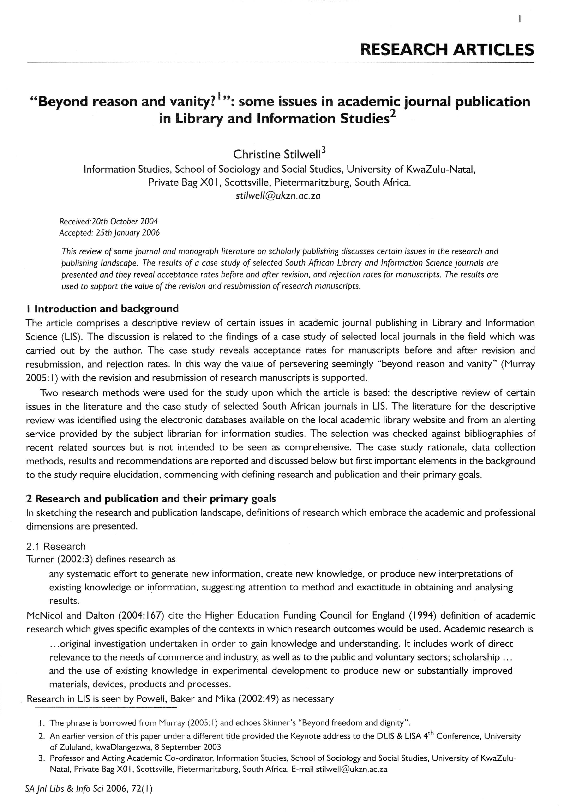 (PDF) Burn this Journal!: Reconstruction, the Value of Information, and ...