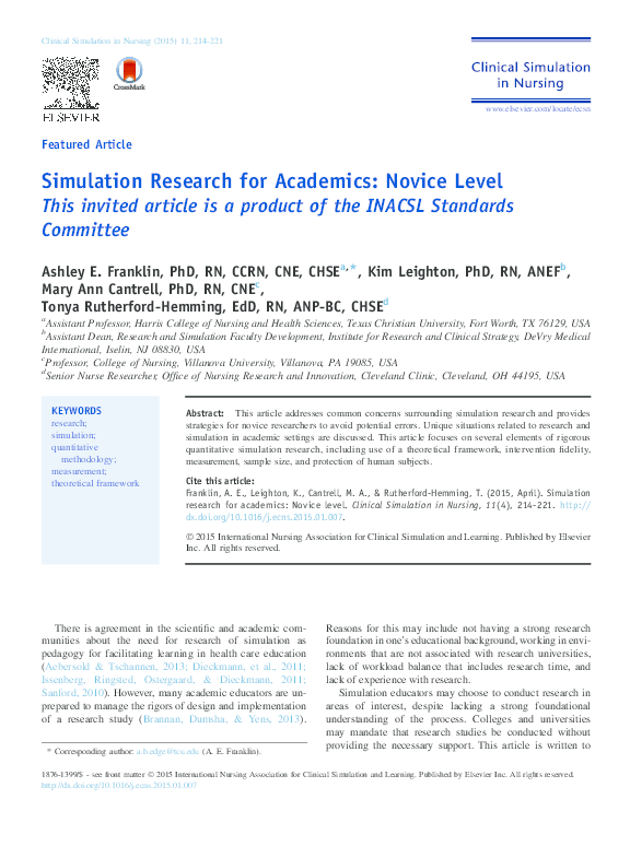 (PDF) Simulation Research for Academics: Novice Level