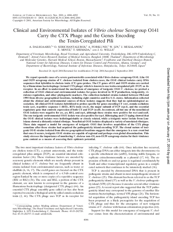(PDF) Clinical and Environmental Isolates of Vibrio cholerae Serogroup ...