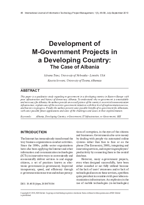 (PDF) Development of M-Government Projects in a Developing Country