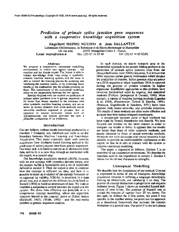 (PDF) Prediction of primate splice junction gene sequences with a cooperative knowledge ...