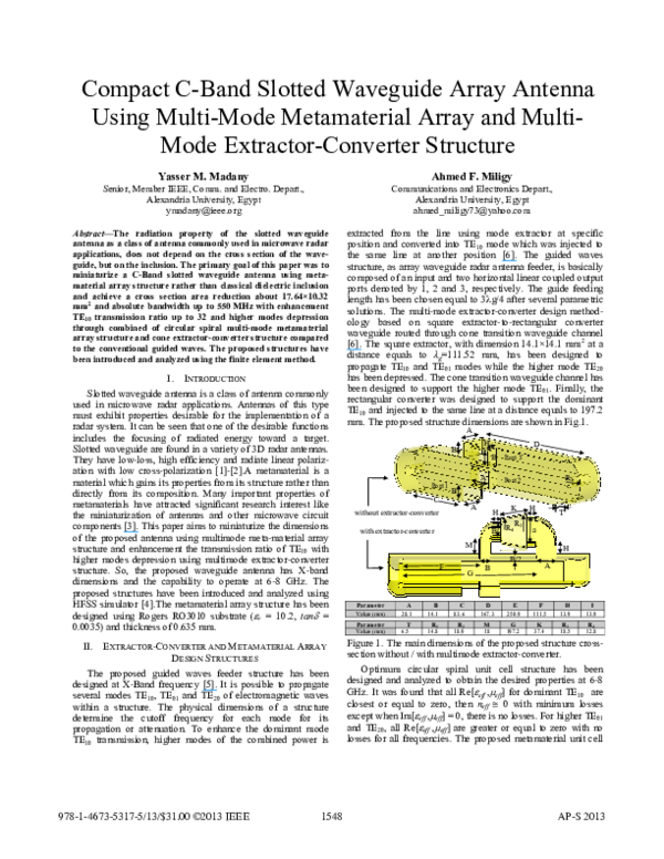 Pdf Compact C Band Slotted Waveguide Array Antenna Using Multi Mode