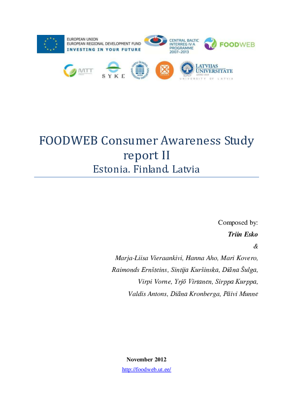 (PDF) FOODWEB Consumer Awareness Study report II