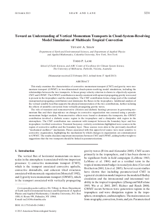 (PDF) Toward an Understanding of Vertical Momentum Transports in Cloud-System-Resolving Model ...