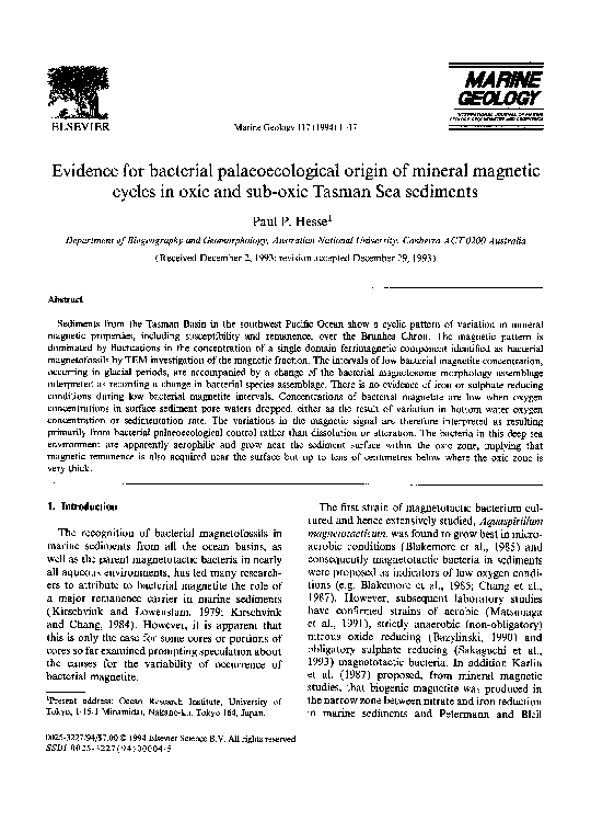 (PDF) Evidence for bacterial palaeoecological origin of mineral ...