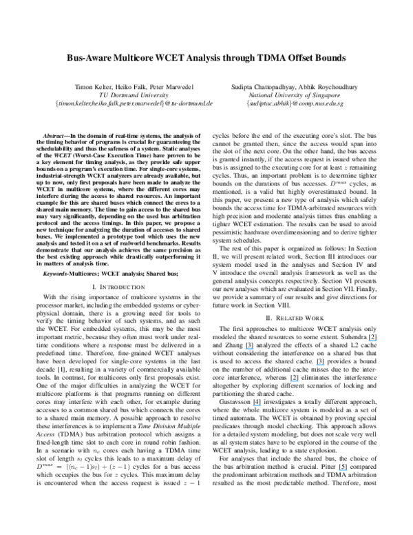 Pdf Bus Aware Multicore Wcet Analysis Through Tdma Offset Bounds