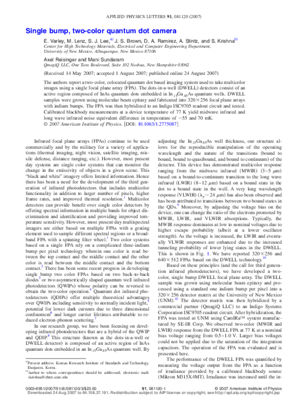 (PDF) Single bump, two-color quantum dot camera