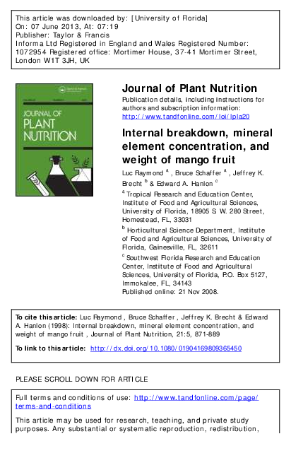 (PDF) Internal breakdown, mineral element concentration, and weight of ...