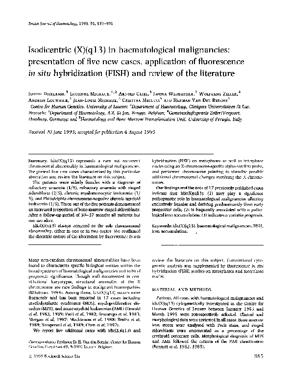 (PDF) Isodicentric (X)(q13) in haematological malignancies ...