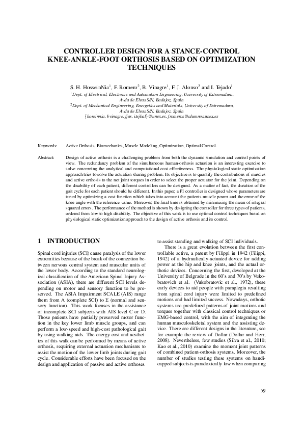 (PDF) CONTROLLER DESIGN FOR A STANCE-CONTROL KNEE-ANKLE-FOOT ORTHOSIS ...