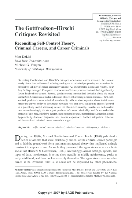 (PDF) The Gottfredson-Hirschi critiques revisited: reconciling self ...