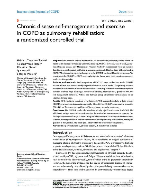(PDF) Chronic disease self-management and exercise in COPD as pulmonary ...