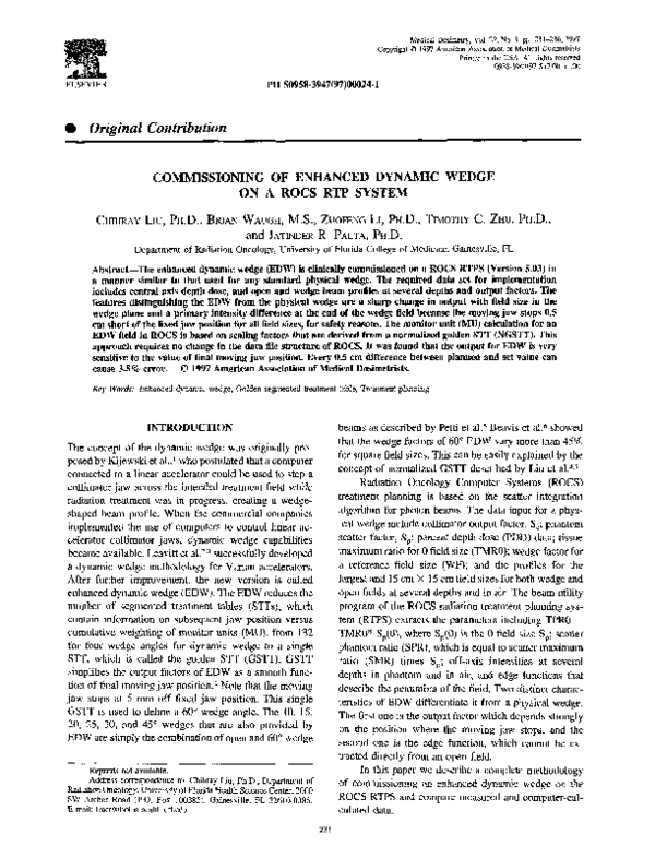 (PDF) Commissioning of enhanced dynamic wedge on a ROCS RTP system ...