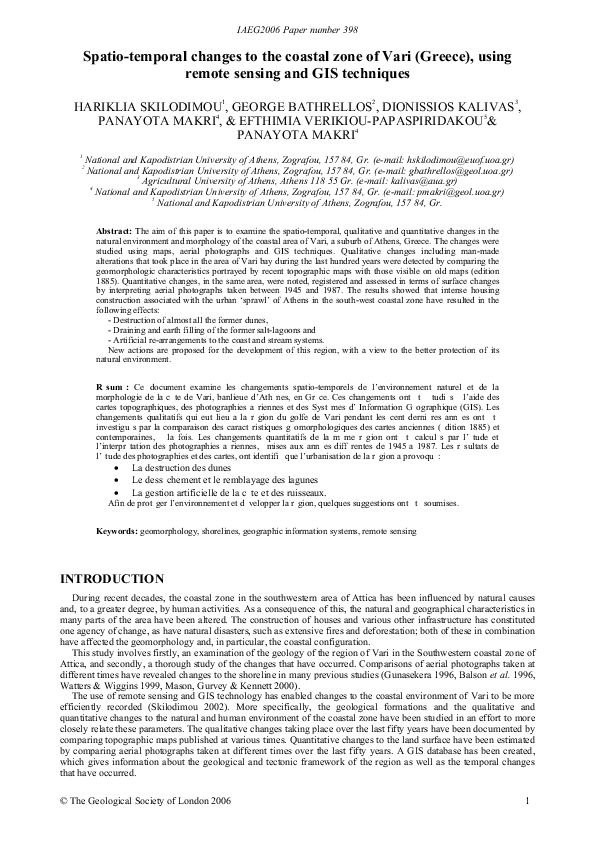 (PDF) Spatio-temporal changes to the coastal zone of Vari (Greece ...