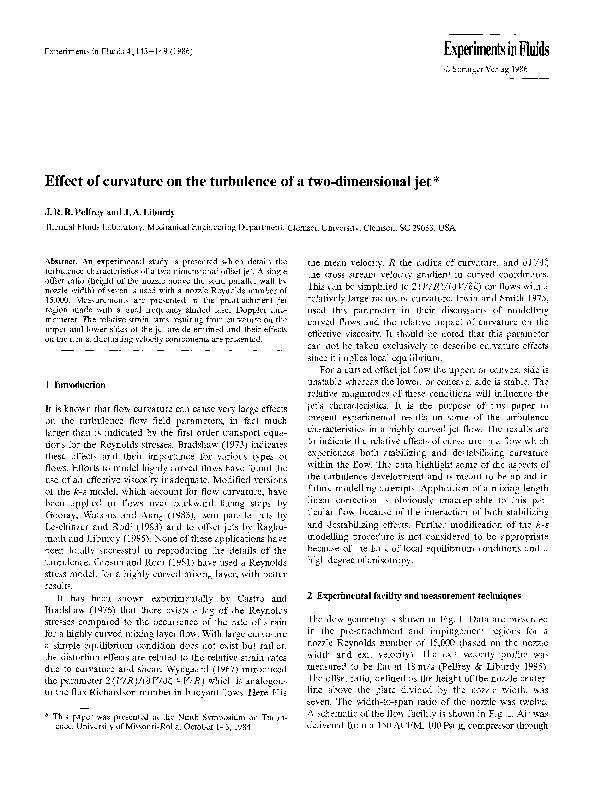 (PDF) Effect of curvature on the turbulence of a two-dimensional jet