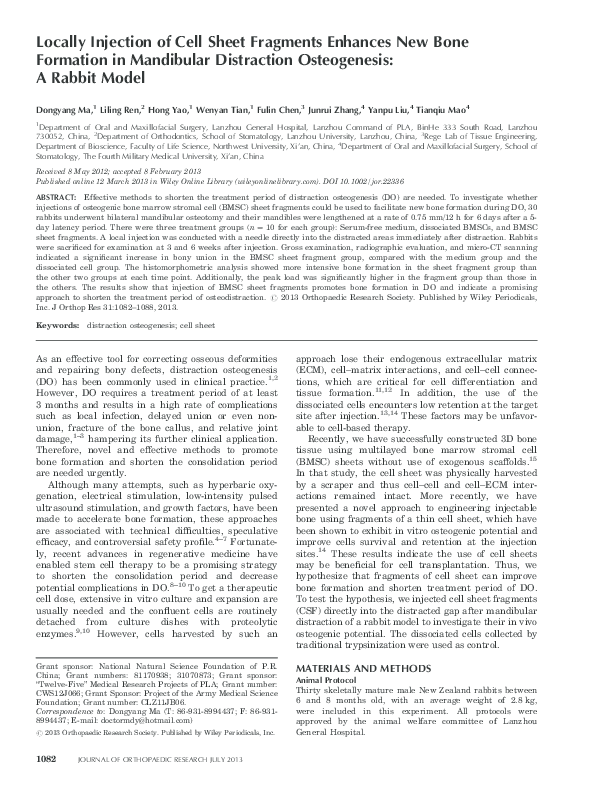 (PDF) Locally injection of cell sheet fragments enhances new bone ...