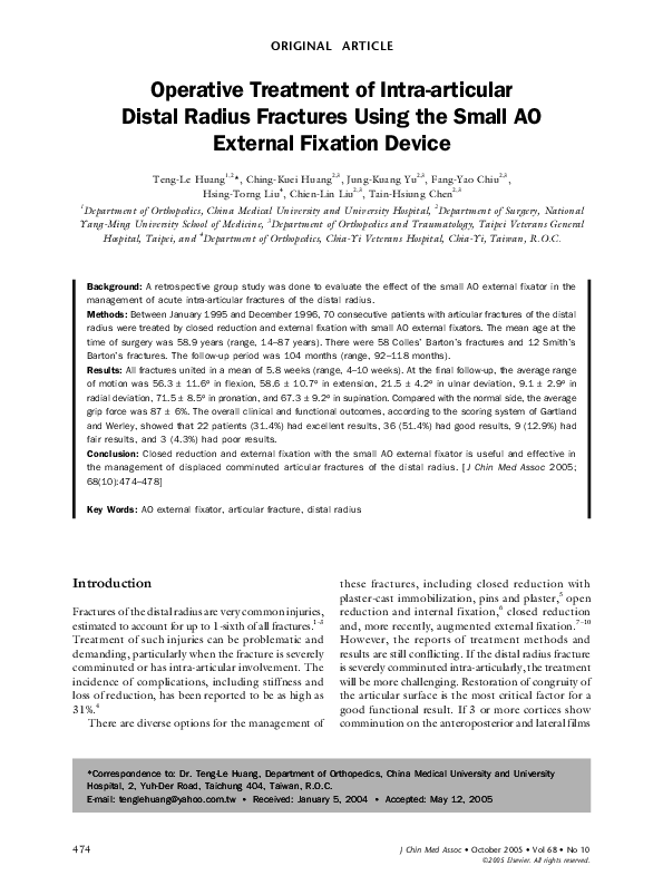 (PDF) Operative Treatment of Intra-articular Distal Radius Fractures Using the Small AO External ...