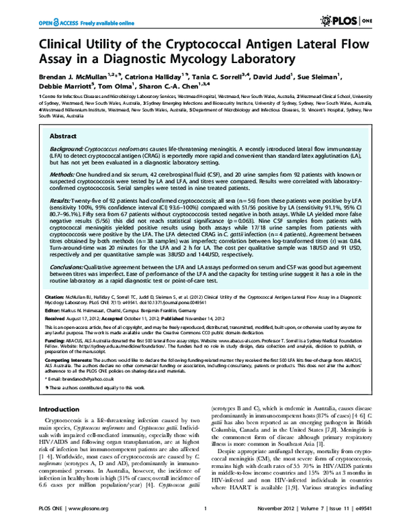 (PDF) Clinical Utility of the Cryptococcal Antigen Lateral Flow Assay ...