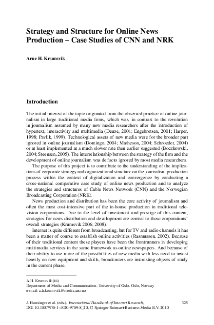 (PDF) Strategy and Structure for Online News Production - Case Studies ...