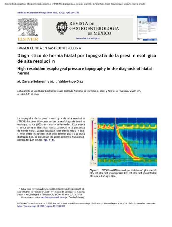 (PDF) Diagnóstico de hernia hiatal por topografía de la presión ...