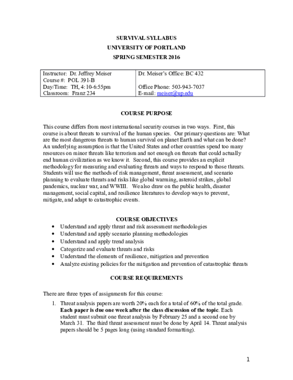 (DOC) Survival syllabus