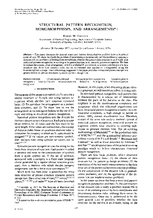 (PDF) Structural pattern recognition, homomorphisms, and arrangements