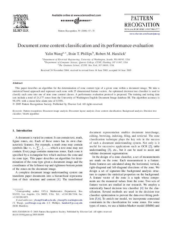 (PDF) Document zone content classification and its performance evaluation