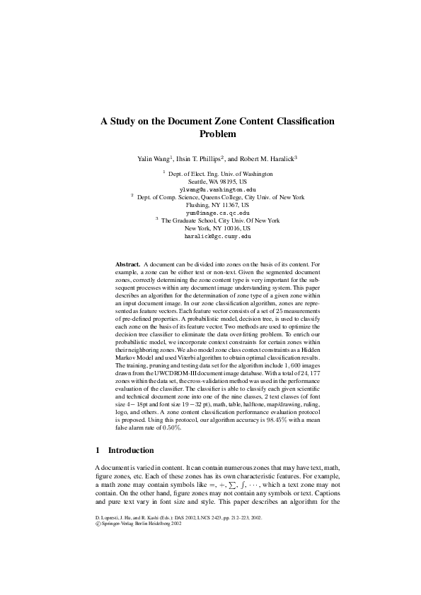 (PDF) A Study on the Document Zone Content Classification Problem