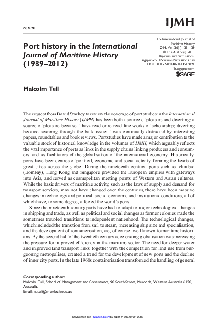 (PDF) Port History in the International Journal of Maritime History ...