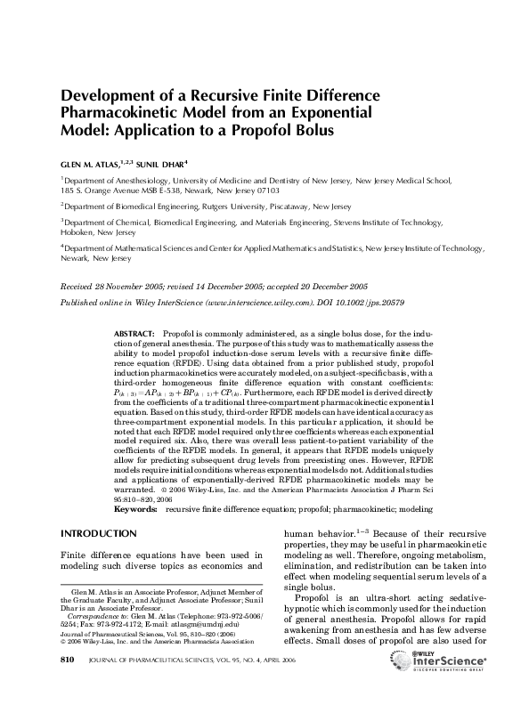(PDF) Development of a recursive finite difference pharmacokinetic ...