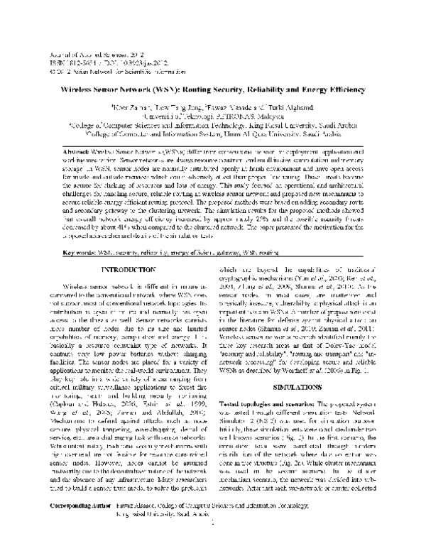 Pdf Wireless Sensor Network Wsn Routing Security Reliability And