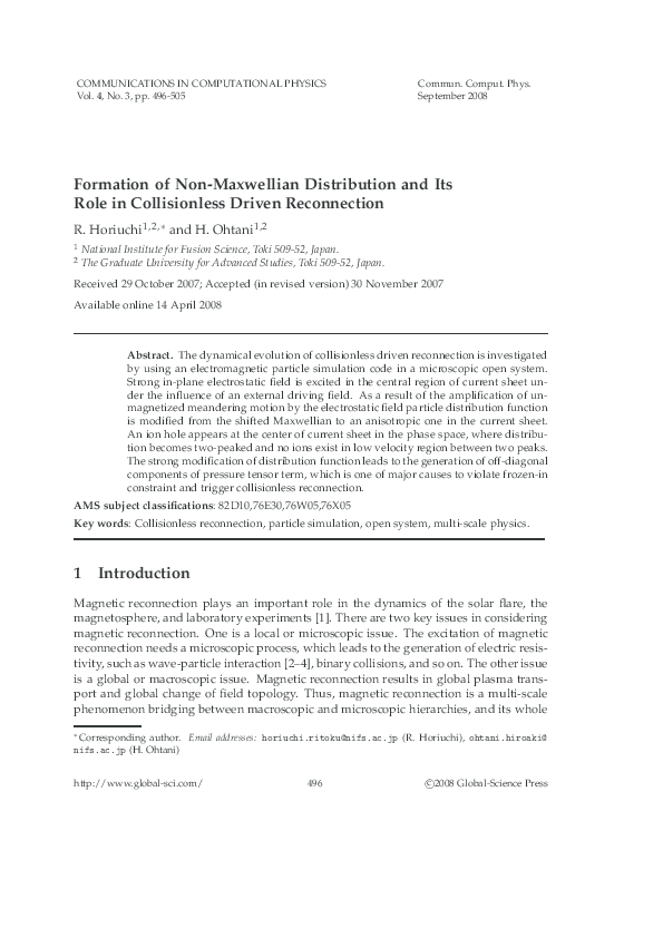 (PDF) Formation of Non-Maxwellian Distribution and Its Role in ...
