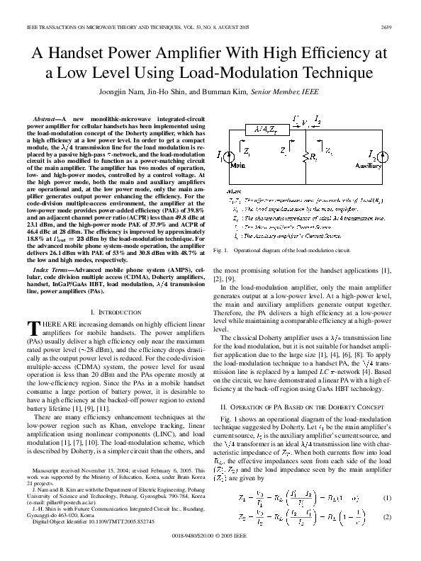 (PDF) A handset power amplifier with high efficiency at a low level ...