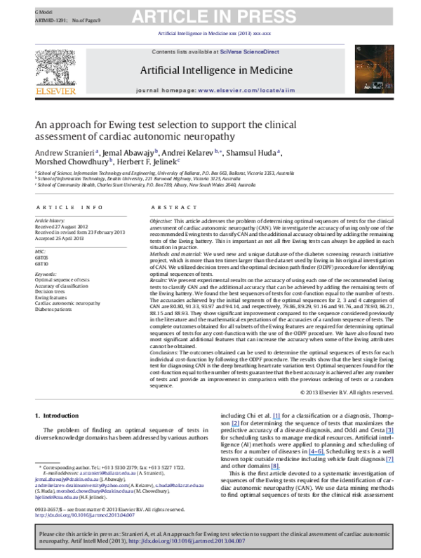 (PDF) An approach for Ewing test selection to support the clinical ...