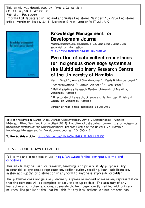 (PDF) Evolution of data collection methods for indigenous knowledge ...