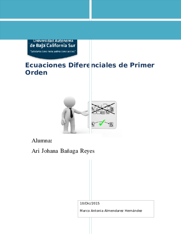 (DOC) Ecuaciones Diferenciales de Primer Orden Ecuaciones Diferenciales ...