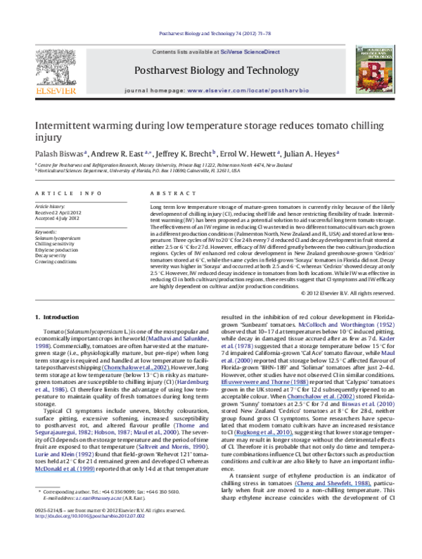 (PDF) Intermittent warming during low temperature storage reduces ...