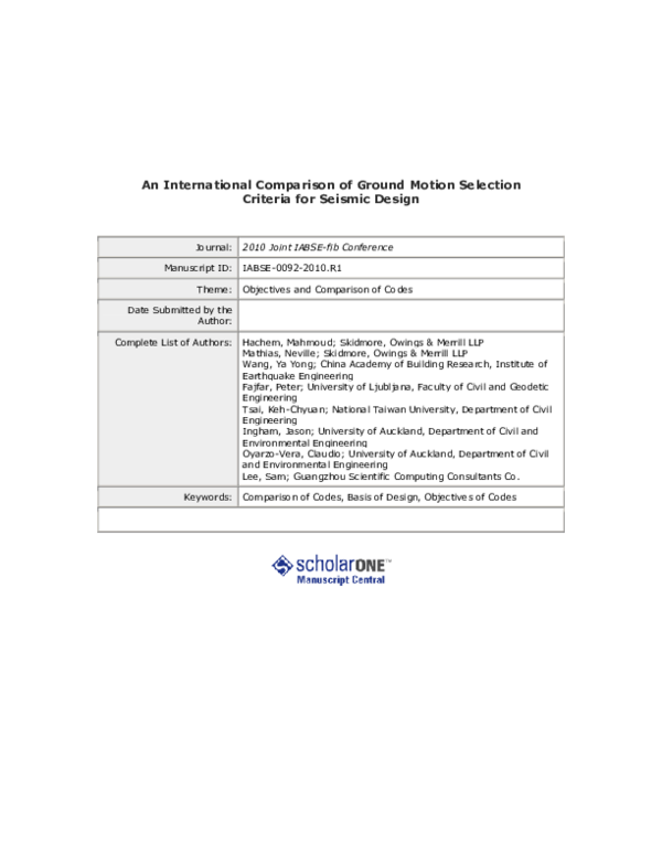 (PDF) An international comparison of ground motion selection criteria ...