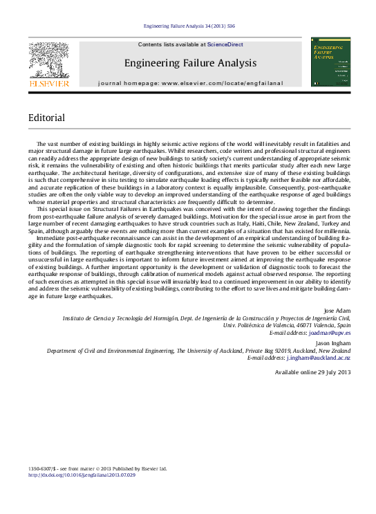 (PDF) Editorial: Engineering Failure Analysis