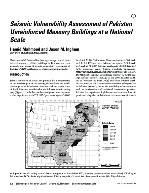(PDF) Seismic Vulnerability Assessment of Pakistan Unreinforced Masonry ...
