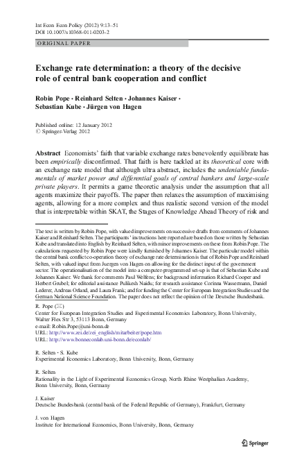 (PDF) Exchange rate determination: a theory of the decisive role of ...