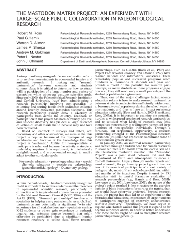 (PDF) The Mastodon Matrix Project as an experiment with large-scale ...