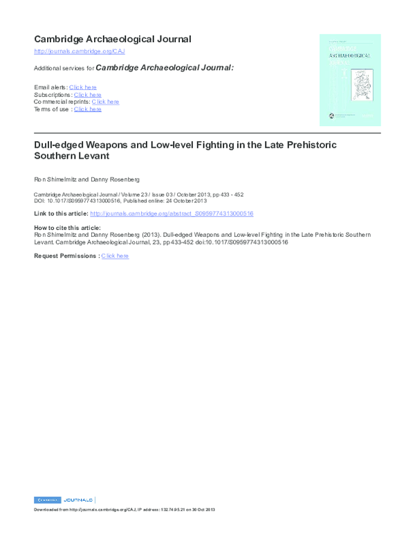 (PDF) Dull-edged Weapons and Low-level Fighting in the Late Prehistoric ...