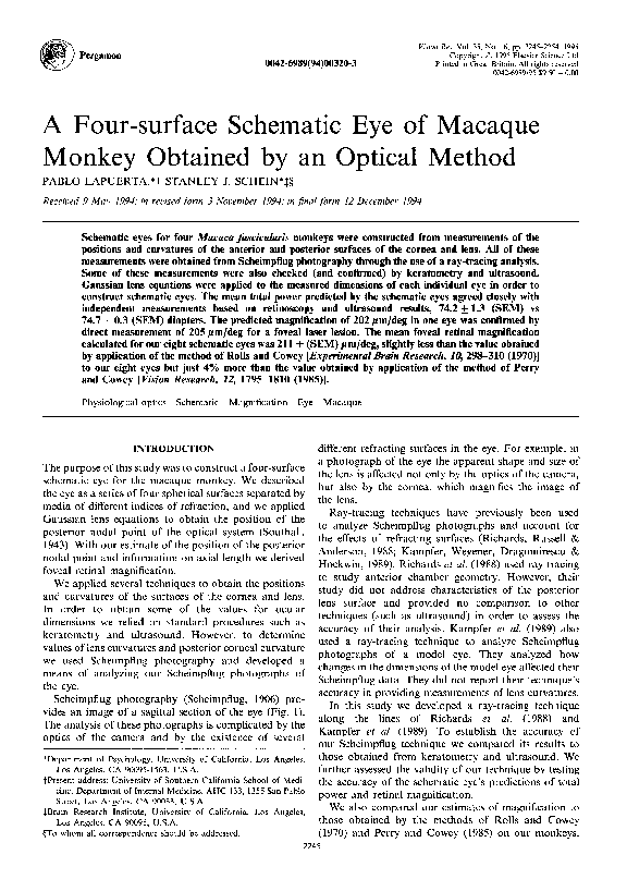 (PDF) A four-surface schematic eye of macaque monkey obtained by an ...